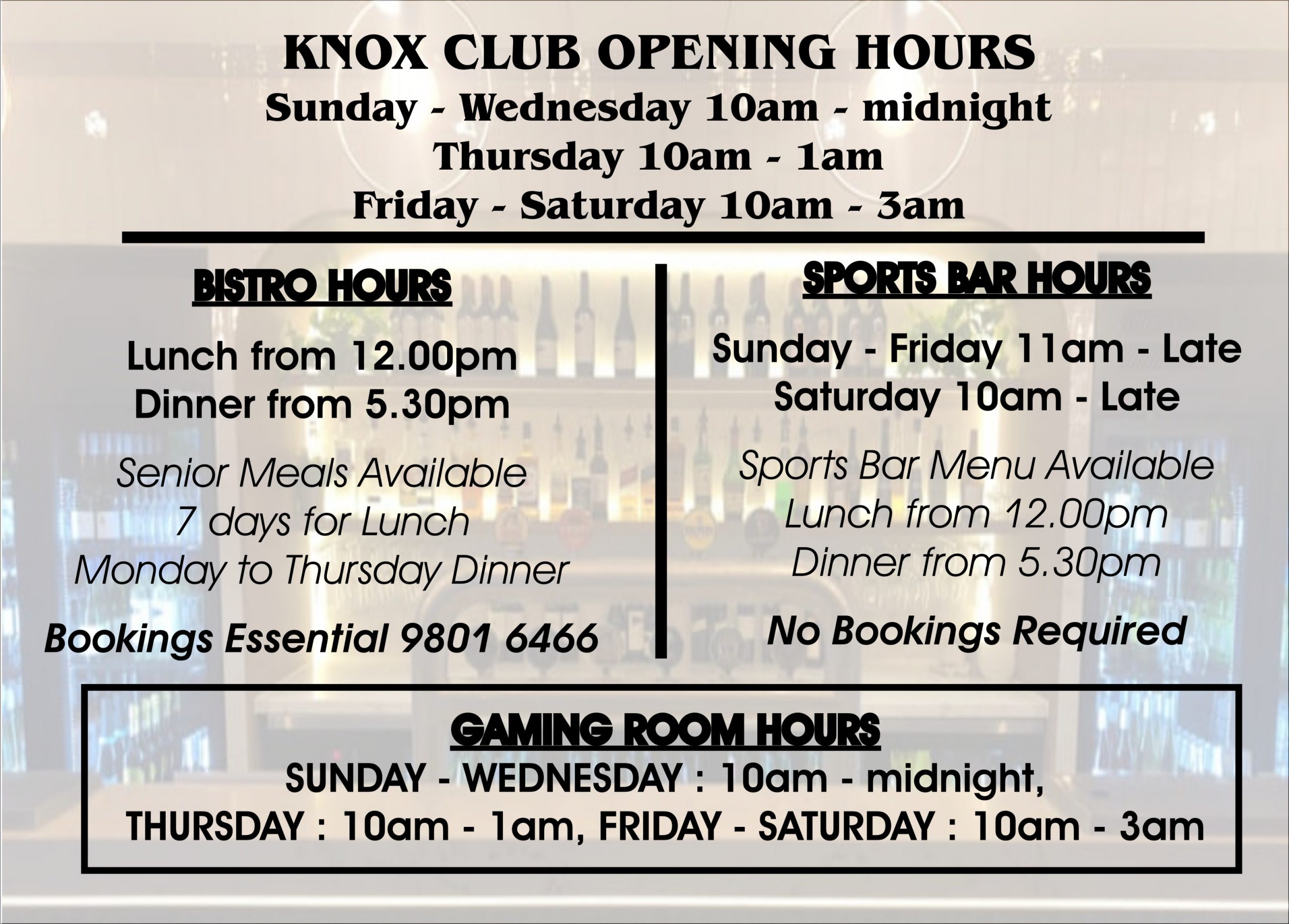 Knox Club | Wantirna South – Knox Club Wantirna – Wantirna Restaurant ...